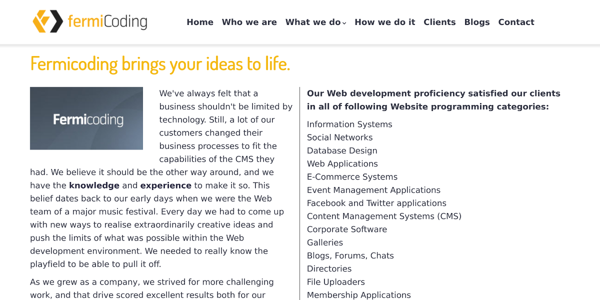 About Us Php Drupal React Nodejs Mobile Development Fermicoding